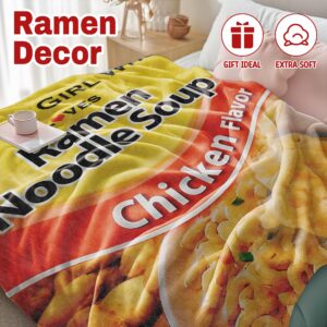 Todeyya Ramen Chicken Blanket Ramen Blanket Just a Girl Who Loves Ramen Blanket Flannel Fleece Throw Air Conditioning Quilt Lightweight Cozy Plush Blanket for Sofa M 60"X50" for Teens