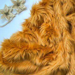 Bianna Gold Mustard Faux Fur Fabric, American Seller, Luxury Shag Shaggy Material for Crafting, Sewing, Costumes, Fursuits, Home Decor (12x12 inches)