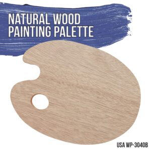 U.S. Art Supply 11.8" X 19.8" Extra Large Wooden Oval-Shaped Artist Painting Palette with Thumb Hole - Wood Paint Color Mixing Tray - Easy Clean, Mix Acrylic, Oil, Watercolor