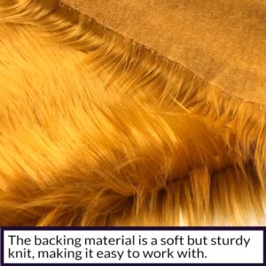 Bianna Gold Mustard Faux Fur Fabric, 60 inches Wide Options, American Seller, Luxury Shag Shaggy Material for Crafting, Sewing, Costumes, Fursuits, Home Decor (8x8 inches)