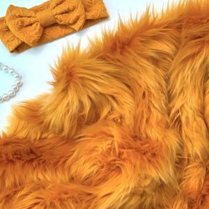 bianna gold mustard faux fur fabric, 60 inches wide options, american seller, luxury shag shaggy material for crafting, sewing, costumes, fursuits, home decor (8x8 inches)