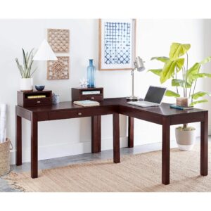 epoch design pacifica reversible l shaped corner desk with keyboard tray and storage drawers, computer desk for home office or study