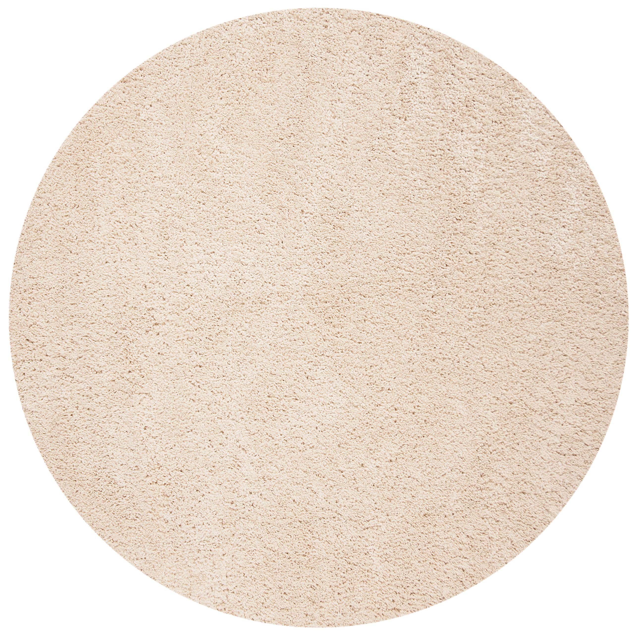 SAFAVIEH Fontana Shag Collection 8' Round Cream FNT800B Solid Non-Shedding Living Room Bedroom Dining Room Entryway Plush 2-inch Thick Area Rug