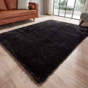 gkluckin 5x7 area rug for living room, black rugs for bedroom, fluffy shag fuzzy soft rug for kids boys girls room, nursery rug, room rug, dorm rug, plush shaggy furry rug, indoor carpet