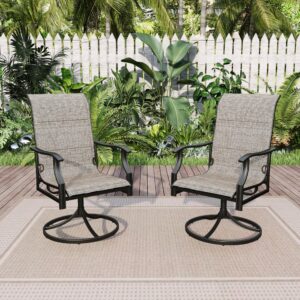 sophia & william patio dining chairs set of 2 metal swivel chairs padded textilene quick dry outdoor furniture set support 350 lbs for lawn garden backyard weather resistant