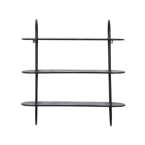 Deco 79 Metal Oval 3 Shelf Wall Shelf, 28" x 8" x 28", Black