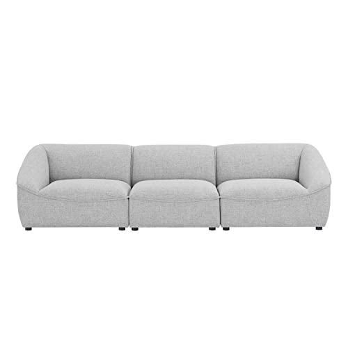 Modway Comprise Fabric Upholstered Sectional, 3-Piece Sofa, Light Gray