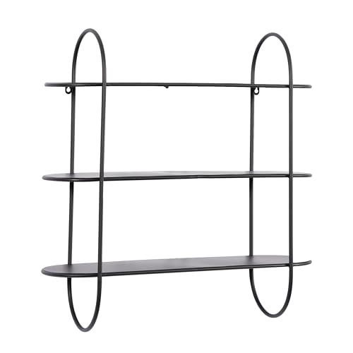 Deco 79 Metal Oval 3 Shelf Wall Shelf, 28" x 8" x 28", Black