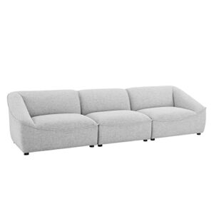 modway comprise fabric upholstered sectional, 3-piece sofa, light gray