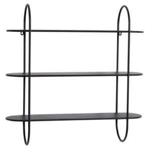 deco 79 metal oval 3 shelf wall shelf, 28" x 8" x 28", black