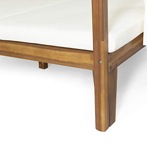 Christopher Knight Home OUTDOOOR Chaise Lounge, Teak and Cream