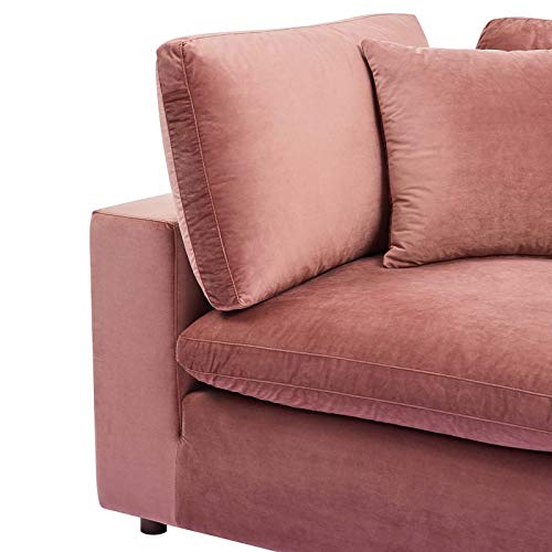 Modway Commix Modular Sofa, Corner Chair, Dusty Rose Performance Velvet