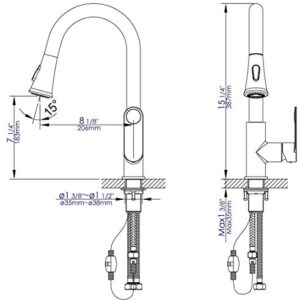 ALFI brand ABKF3480-PC Kitchen Faucet, 15.25"H, Polished Chrome