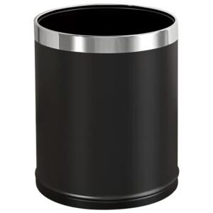 leasylife,open top hotel trash can, office metal black waste basket,round garbage can for hotel,restaurant,office