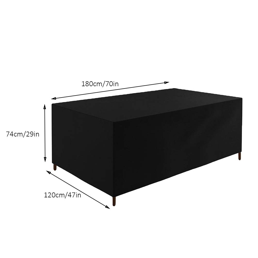 Mayhour Patio Outdoor Table Cover Waterproof Black Furniture Cover Protector UV Resistant Rain Snow Dust Wind-Proof Extra Large Square Desk Cover 70in (70x47x29in)