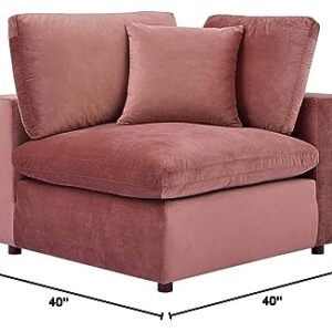 Modway Commix Modular Sofa, Corner Chair, Dusty Rose Performance Velvet