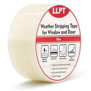 llpt transparent weather stripping tape 2” x 108 ft for window and door ultra high performance weather resistant tape for window draft insulation no mess (wwt208)