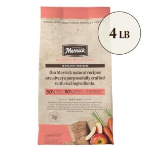 Merrick Healthy Grains Premium Adult Dry Dog Food, Wholesome And Natural Kibble With Salmon And Brown Rice - 4.0 lb. Bag