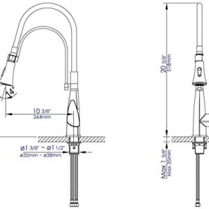 ALFI brand ABKF3001-PC Kitchen Faucet, 20.4"H, Polished Chrome