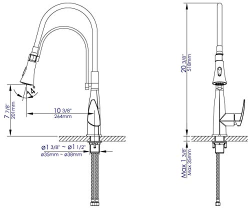 ALFI brand ABKF3001-PC Kitchen Faucet, 20.4"H, Polished Chrome