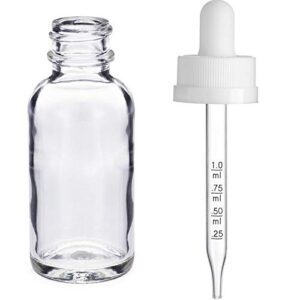 Comfort Axis Calibrated Glass Eye Dropper Caps for 1 oz/ 30 ml Bottle, White, 20-400 Neck Finish (4 Pack)