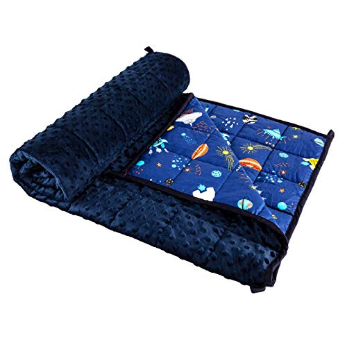 BEDCOLOR Weighted Blanket Heavy Blanket (Spaceship, 41×60 inches-7 lbs)