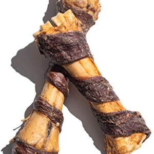 Jack&Pup Shin Twist Bones for Dogs Long Lasting | 8-11" Large Dog Chew Bones for Aggressive Chewers | Savory, Smoked Beef Shin Bone (3 Pack)