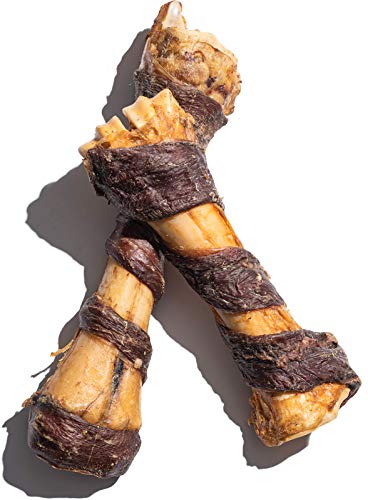 Jack&Pup Shin Twist Bones for Dogs Long Lasting | 8-11" Large Dog Chew Bones for Aggressive Chewers | Savory, Smoked Beef Shin Bone (3 Pack)