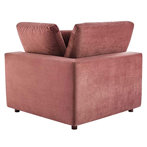 Modway Commix Modular Sofa, Corner Chair, Dusty Rose Performance Velvet