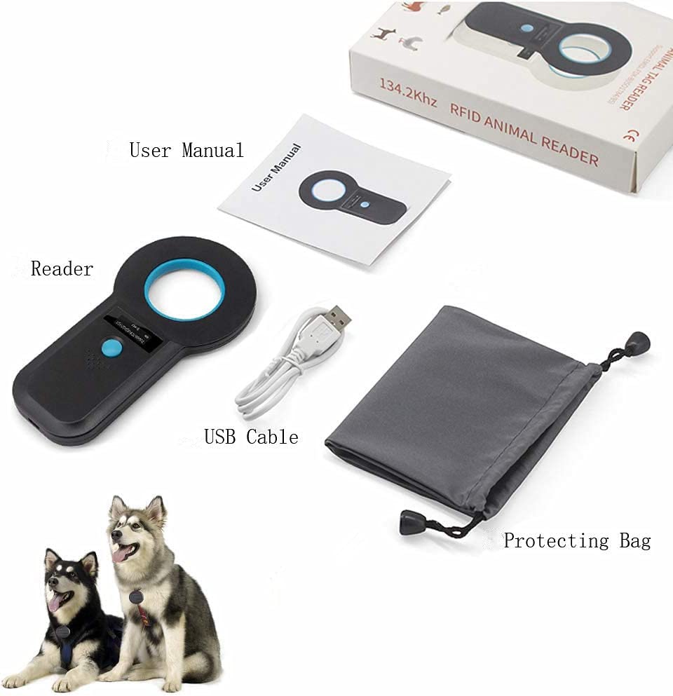 ISENVO Pet Microchip Scanner Rechargeable RFID EMID Micro Chip Reader Scanner 134.2kHz 125kHz 15 Digits Pet Chip ID Scanner for Animal/Pets/Pigs/Dogs/Cats (190i)