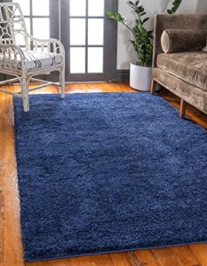 unique loom solo collection area rug - calabasas (4' 1" x 6' 1" rectangle, navy blue)