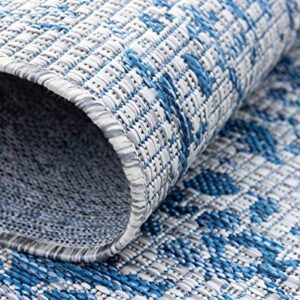 Unique Loom Outdoor Traditional Collection Area Rug - Timeworn (2' x 8' Runner, Blue/ Gray)