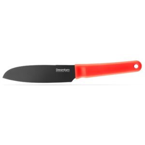 dreamfarm kneed daily chopping, spreading, & scooping paring knife with blade safety cover & built-in plastic wrap cutter - red