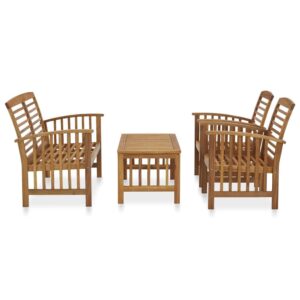 vidaXL Solid Acacia Wood 4-Piece Patio Lounge Set: Outdoor Garden Furniture Set Includes Chairs, Bench, and Slatted Coffee Table.