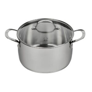 swiss diamond stainless steel 5.3 quart dutch oven with lid – professional cooking, soup, & stock pot evenly distributes heat – oven- & dishwasher-safe, mirror finish