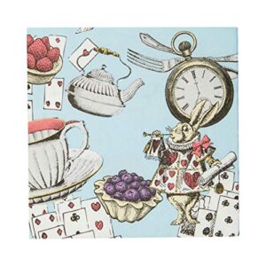 talking tables 20 x blue alice in wonderland cocktail napkins disposable serviettes mad hatter themed party supplies for afternoon tea party, onederland birthday, mother's day, baby shower, decoupage