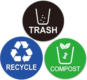 recycle sticker trash bin label-compost sticker garbage waste from recycling indoor & outdoor,great for plastic trash cans,use at kitchen &office