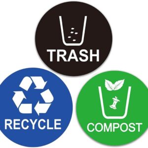 Recycle Sticker Trash Bin Label-Compost Sticker Garbage Waste from Recycling Indoor & Outdoor,Great for Plastic Trash Cans,Use at Kitchen &Office