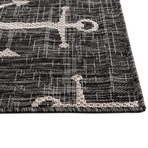 Unique Loom Outdoor Coastal Collection Area Rug - Ahoy (4' 1" x 6' 1" Rectangle, Charcoal/ Ivory)