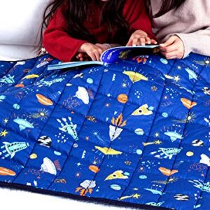 BEDCOLOR Weighted Blanket Heavy Blanket (Spaceship, 41×60 inches-7 lbs)