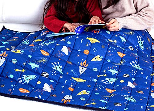 BEDCOLOR Weighted Blanket Heavy Blanket (Spaceship, 41×60 inches-7 lbs)