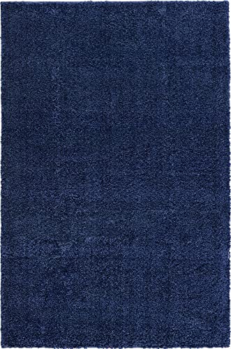 Unique Loom Solo Collection Area Rug - Calabasas (4' 1" x 6' 1" Rectangle, Navy Blue)