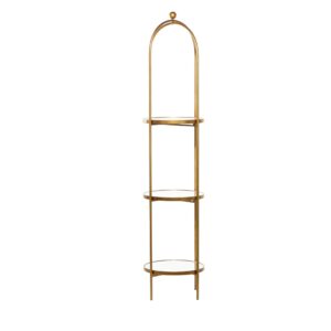 Deco 79 Metal 3 Shelf Shelving Unit with Mirror Shelves, 18" x 18" x 73", Gold