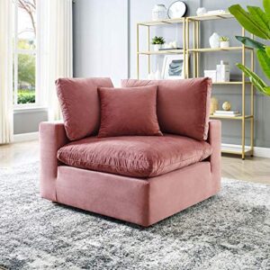 modway commix modular sofa, corner chair, dusty rose performance velvet