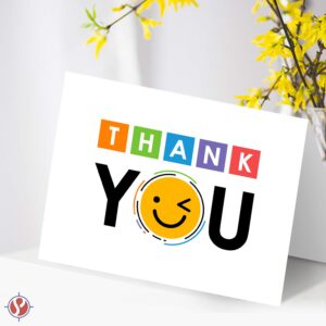 Emoji Thank You Cards, Nice Classic and funny Fold Over Greetings for Christmas, Holidays, Baby Shower, Graduation, Anniversaries, etc. – Blank White Interior | 4.25 x 5.5” | 25 per Pack