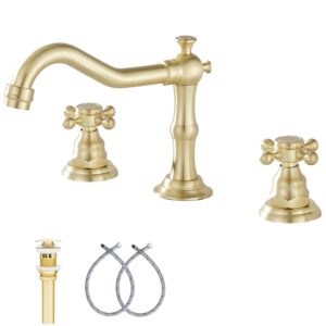 2 handles bathroom faucet ggstudy brushed gold 2 handles 3 holes widespread bathroom sink facuet farmhouse washingroom faucet mixer tap