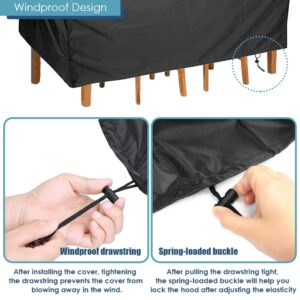 Mayhour Patio Outdoor Table Cover Waterproof Black Furniture Cover Protector UV Resistant Rain Snow Dust Wind-Proof Extra Large Square Desk Cover 70in (70x47x29in)