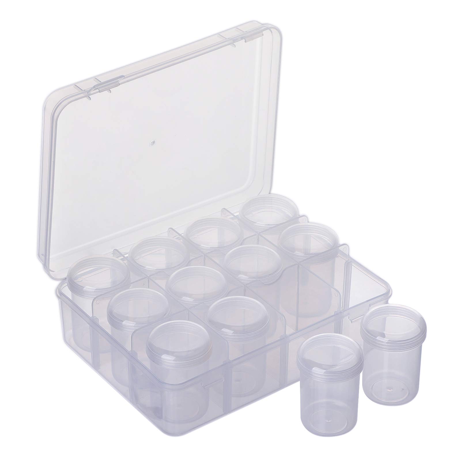 Segbeauty Gem Organizer Box, Clear Bead Container 12 Compartments with Secure Lids, Empty Plastic Display Case Jewelry Organizer Transparent Nail Art Decoration Holder for Small Findings