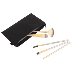 Muka 6 Pack Canvas Zipper Pouch Cosmetic Black Makeup Bag Travel Toiletry - Gold Zipper