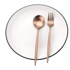 Gugrida Copper Gold Flatware, Royal 20 Pieces Luxury Matte Finish 18/10 Stainless Steel Tableware Sets for 4 Including Forks Spoons Knives, Camping Silverware Travel Utensils Set Cutlery (Rose Gold)